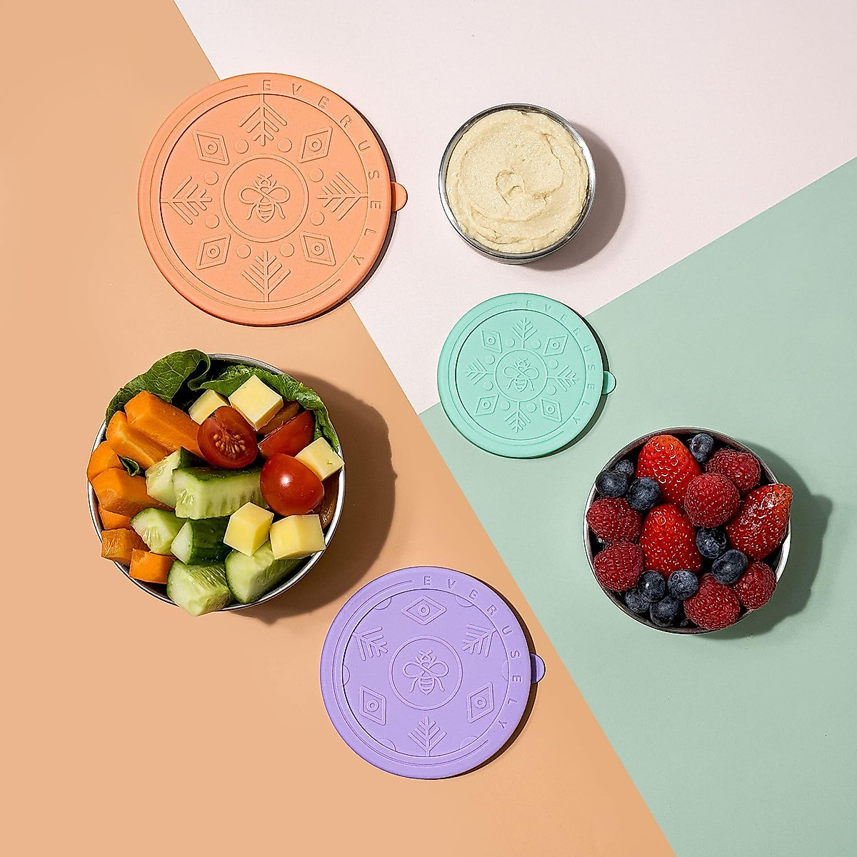 Everusely Stainless Steel Containers with Lids, Stainless Steel Food Containers with Lids, Stainless Steel Snack Containers for Kids, Stainless Steel Lunch Container, Metal Food Storage Containers