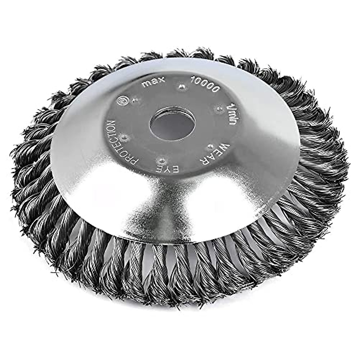XLENTGEN 6 Inch Steel Wire Brush Cutter Trimmer Head - Professional Round Head Lawn Mower Accessories - Lawn Rotary Steel Wire Brush for Rust Removal, Lawn Patio, Garden, Masonry Pavement, Driveway
