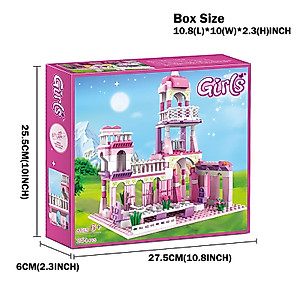 COGO MAN Girls Princess Castle Building Blocks Toys Pink Palace King's Banquet Bricks Toys for Girls 6-12 Construction Play Set Educational Toys for Kids 254 PCS