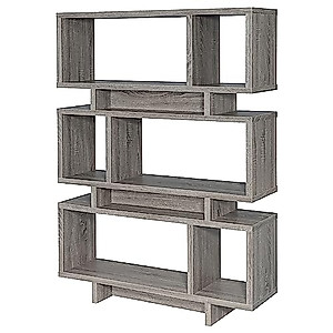 Coaster Home Furnishings Reid 3-Tier Geometric Bookcase Weathered Grey