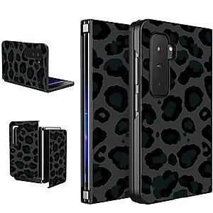 RYUITHDJP for Microsoft Surface Duo 2 Case 8.3" Black Leopard Design for Microsoft Surface Duo 2 Phone Case Stylish Shockproof Cover