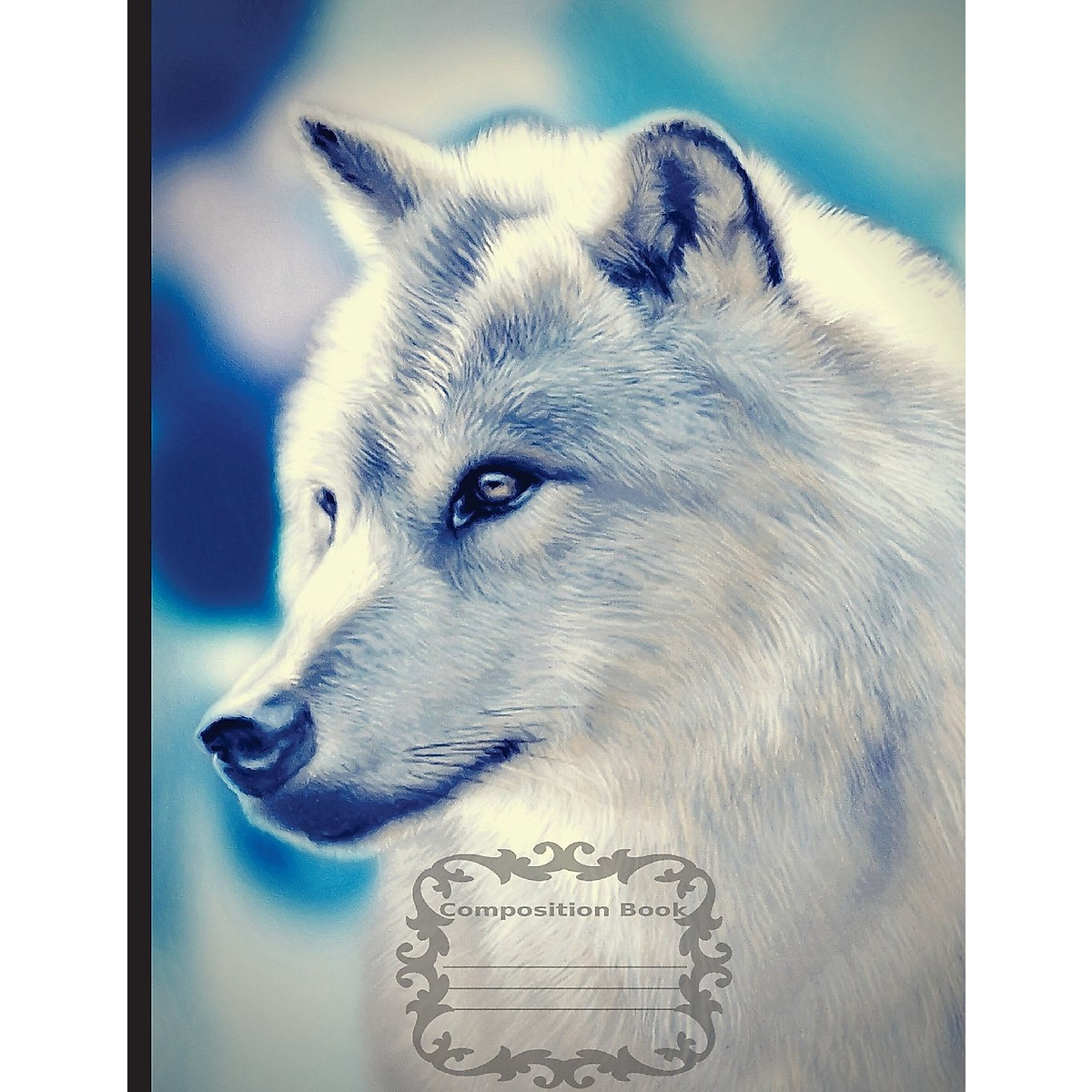 White Wolf Composition Notebook, College Ruled: 7.44" x 9.69"(18.9 x 24.61 cm) 108 pages