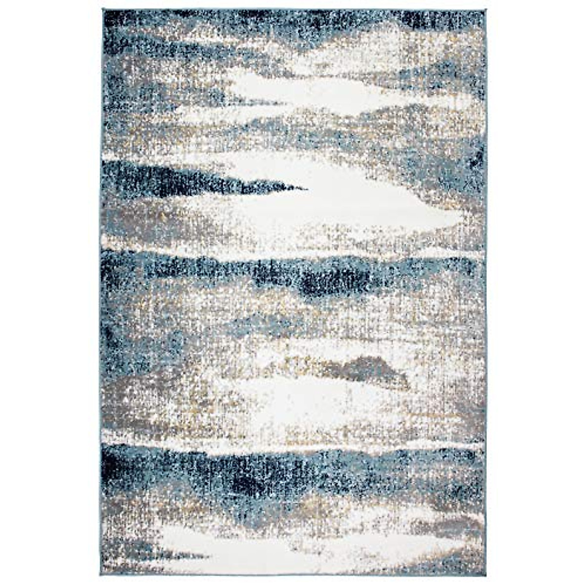 Rugshop Modern Abstract Waves Area Rug 7'10" x 10' Blue