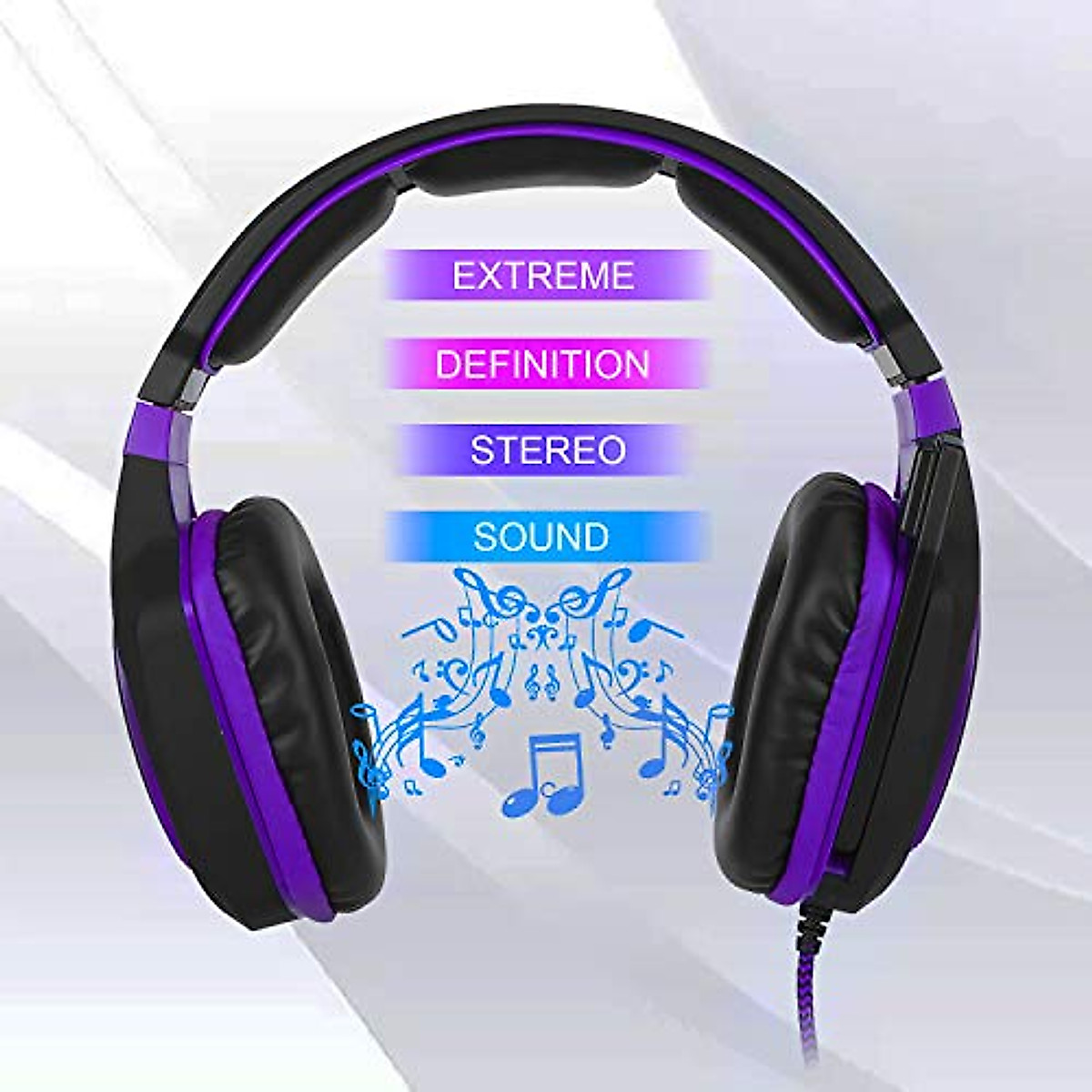 Anivia Gaming Headset Bass Surround Sound Stereo PS4 PS5 Headset with Microphone Volume Control Noise Canceling Mic Over-Ear Headphones Compatible for PS4 Xbox one Laptop PC Mac Purple