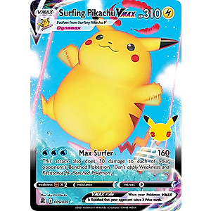 Kstamps Surfing Pikachu VMAX - 009/025 Celebrations Card,25th Anniversary,Full Art Holo Rare