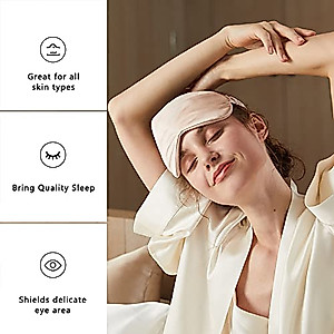 Silk Sleep Mask Set, Silk Hair Scrunchies and Silk Bags for Eye Skin and Sleeping 100% Pure Mulberry Silk 22 Momme Silk with Gift Box(Candy Pink)