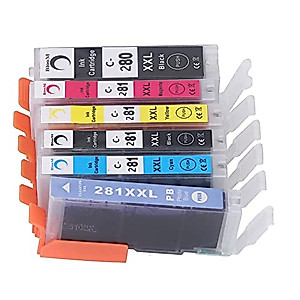 280-281 Ink Cartridge, Output Colorfast Printing Large Capacity Cartridge Combo Pack, Replacement for PIXMA TS702 TR7520 (BK BK C M Y PB)