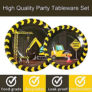 Construction Birthday Party Supplies Serve 24 Construction Plates and Napkins Tablecloth Sets Truck Birthday Decorations for Boys Kids Tractor Dump Digger Vehicle Themed Party Decor