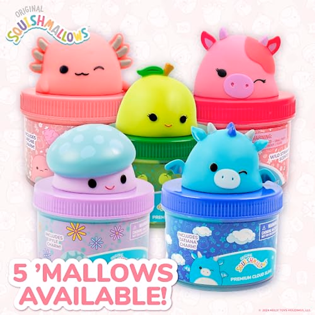 Original Squishmallows Archie The Axolotl Premium Cloud Slime, 8 oz. Fluffy Slime, Cotton Candy Scented, 3 Fun Slime Add Ins, Pre-Made Slime for Kids, Great 6 Year Old Toys, Super Soft Sludge Toy