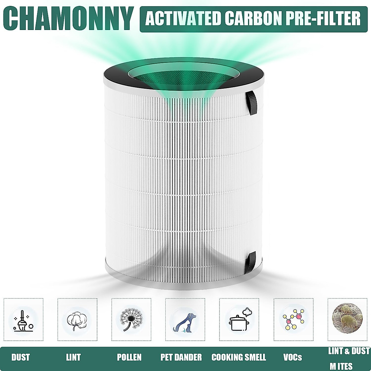 CHAMONNY Max/Mage/Mage Pro Replacement Filter, Compatible with A-floia MAX/MAGE/MAGE PRO and Sans/Air-Honati/Compass Home Smart/Taylor Swoden/Cuckoo CAC-J1510FW/Rosewill RHAP-20001, RHAP-20002, 2 Pack