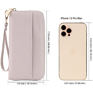 B BRENTANO Vegan Leather Slim Single-Zipper Wallet with Pocket, Wristlet and Tassel Accent (Leopard Brown)