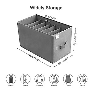 Coorganisers 2 PCS Sweater Wardrobe Clothes Organizer,Washable Clothes Organizer for Folded Clothes with PP Board Handle,7 Grids Closet Organizers and Storage Box for Jeans,Pants,Sweater,Jacket,Shirt
