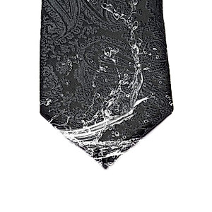 GUSLESON 2" Solid Black Floral Ties Classic Paisley Men's Slim Skinny Necktie（0788-10）