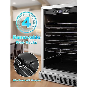 SUCISENI Outdoor Beverage Refrigerator, 24 Inch Undercounter Beverage Fridge Cooler Holds 180 Cans, Stainless Steel Refrigerator with Lockable Door for Home Bar, Outdoor Kitchen Patio or Commercial