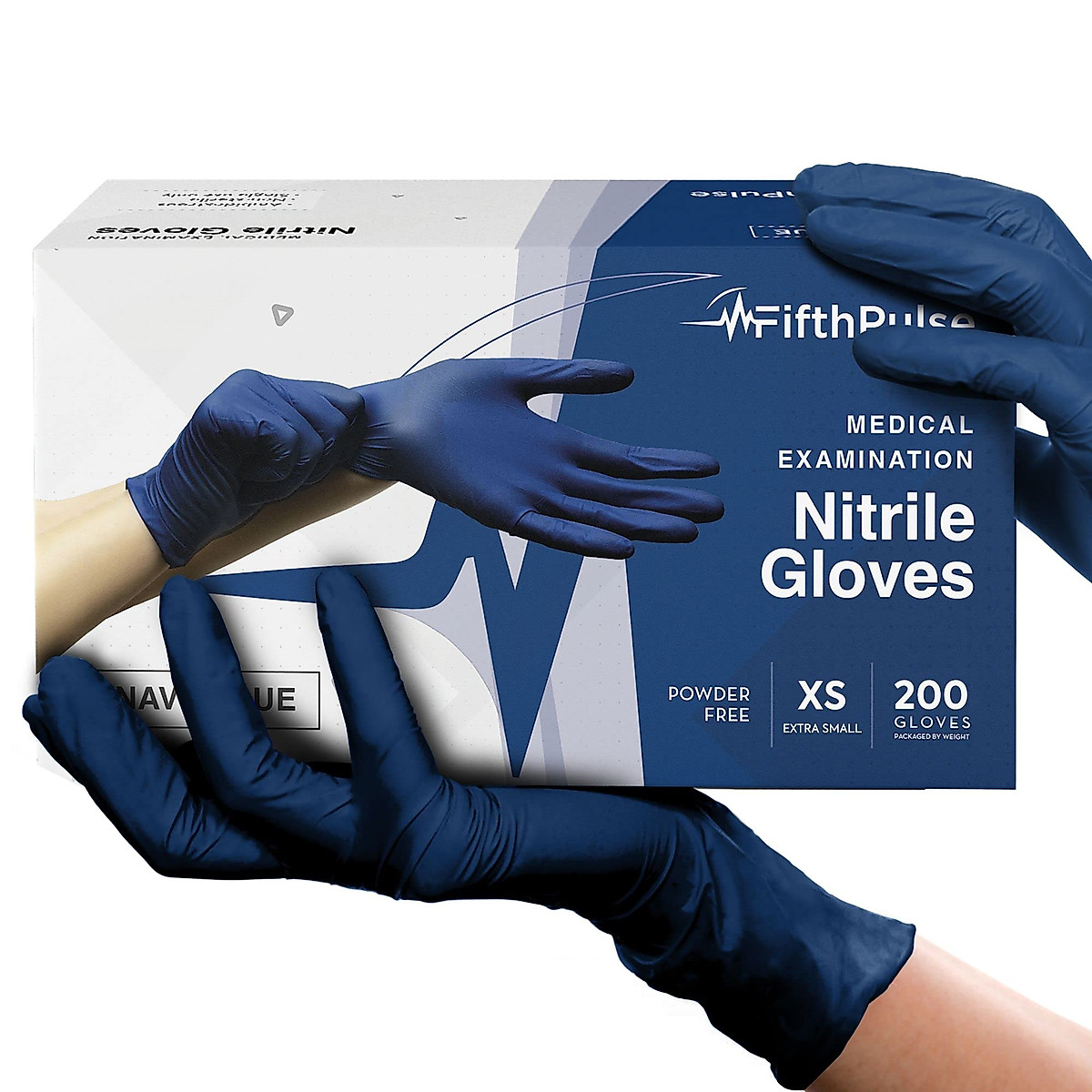 Navy Nitrile Medical Gloves X Small, 200 Count - Surgical Grade Latex Free Disposable Gloves X Small Rubber Gloves (Guantes Desechables)