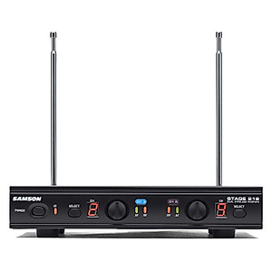 Samson Stage 212 Dual Vocal VHF Frequency Agile Wireless System (2) Q6 Dynamic Mics
