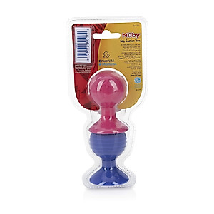 Nuby Silly Rattle Ball Interactive Suction Toys, 2 Piece, Pink/Purple