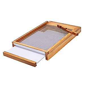 BeeCastle Beehive Screened Bottom Board Dipped in 100% Beeswax,Screened Bottom Board with Solid Wood (10-Frame)