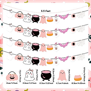 Pink Halloween Hanging Ghost Banners Halloween Party Banner Decor for Haunted House Porch Yard Fireplace Halloween Party Supplies Halloween Girls Birthday Baby Shower Happo Day Spooky Party Favors