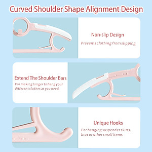 ManGotree Baby Hangers for Nursery Closet, 11''-14.5'' Adjustable Non-Slip Kids Hangers, Space Saving Stackable Plastic Hangers for Baby Toddler Children Kids Teen (20 Pack, Pink)