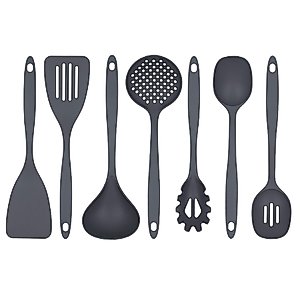 Glad Cooking Kitchen Utensils Set – 7 Pieces, Nylon Tools for Nonstick Cookware, Gray