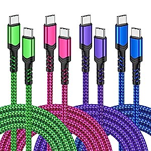 USB C to USB C Cable 10ft,Besgoods USB Type C Charger Fast Charging 60W 3A Braided Long Cord Compatible with Galaxy S23 Ultra S22 S21 S20 A53 iPad Pro Mini6 Air5 MacBook Pixel 7-Purple,Green,Blue,Pink