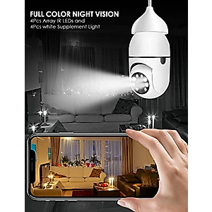 BESDERSEC Security Cameras Wireless Outdoor, Pan/Tilt Light Bulb Security Camera 360° Panoramic FHD 1080P Wi-Fi Outdoor Security Camera with IR Light Motion Sensor 2-Way Audio