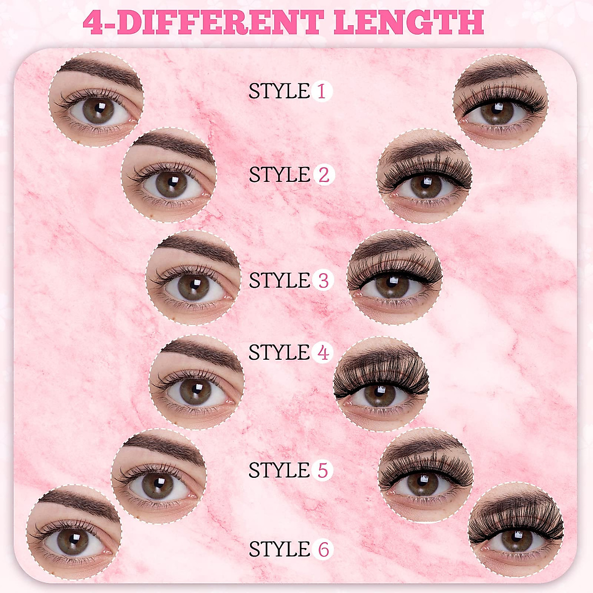 Reusable Self Adhesive Eyelashes No Glue or Eyeliner Needed Easy to Put on, Stable Non Slip Waterproof False Lashes with 2 Eyelash Tweezers Thoughtful Gift for Women Makeup, 6 Pairs (Stylish Style)