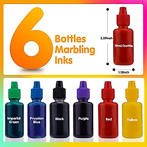 TBC The Best Crafts Marbling Art Paint Kit, 6 Bottles Marbling Inks(19ml Each), Art of Painting on Water, Ebru Art