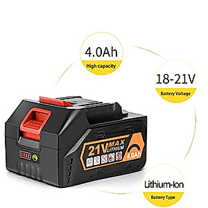 EKACO 320 CFM & 180 MPH Leaf Blower with 4.0Ah Battery and Charger + 21V 4.0Ah Li-ion Battery Packs