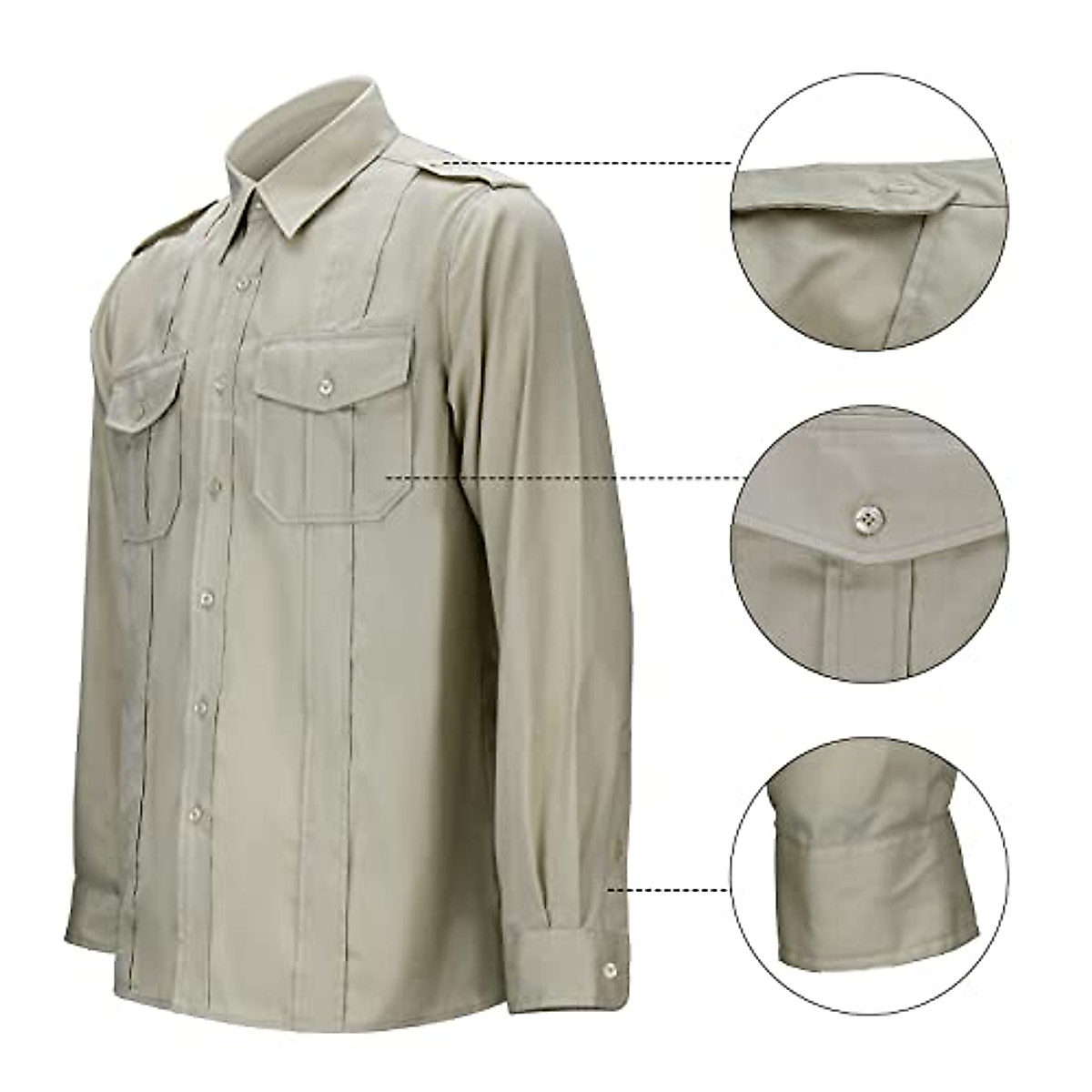 NIHONCOS Mens Shirt Jones Jr. Shirt Raiders Safari Costume Dr. Henry Tops with Pockets Halloween Cosplay Hiking Outfit (XX-Large)