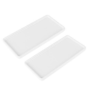DOITOOL Ceramic Vanity Tray Small , 2 Pcs White Bathroom Tray Bathroom Storage Trays, Bathtub Tray Rectangular Cosmetics Holder for Tissues, Candles, Towel, Soap, Jewelry, Perfume (White)