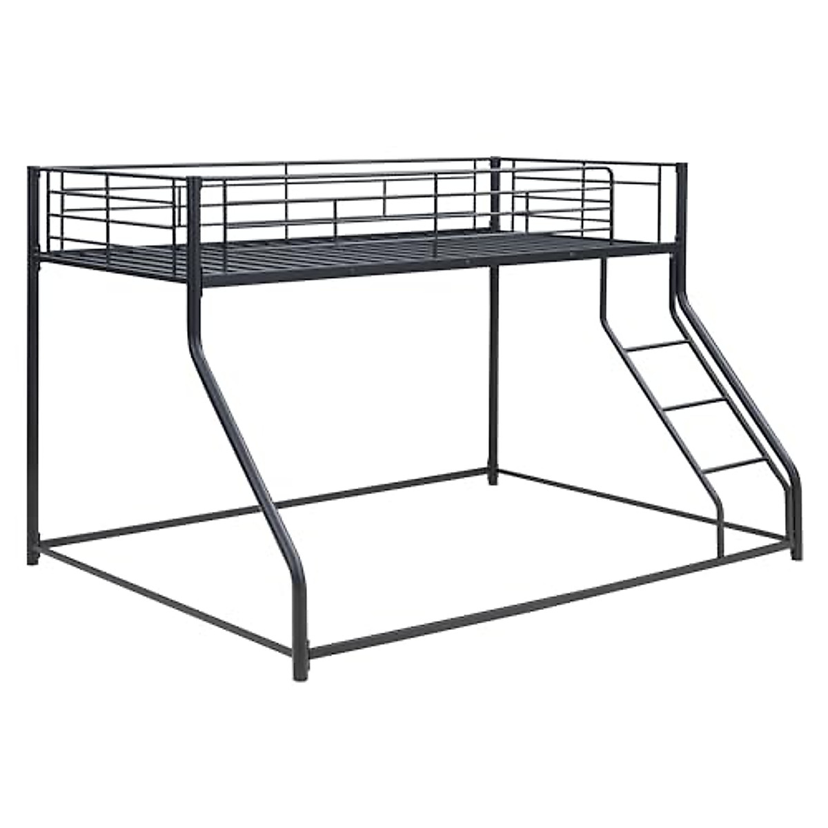 WADRI Metal Floor Bunk Bed with Ladder, Twin XL Over Queen Bunk Bed with Safety Guard Rails, Heavy Duty Metal Bed Frame for Kids Teens Adults Bedroom, Easy Assembly