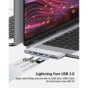 Purgo USB C Hub for MacBook Pro 13 M2 Air 2022/2021-2018, MacBook Adapter with 4K HDMI, 100W PD, 40Gbps TB3 5K@60Hz, USB-C, 2 USB 3.0 and SD/Micro Card Readers