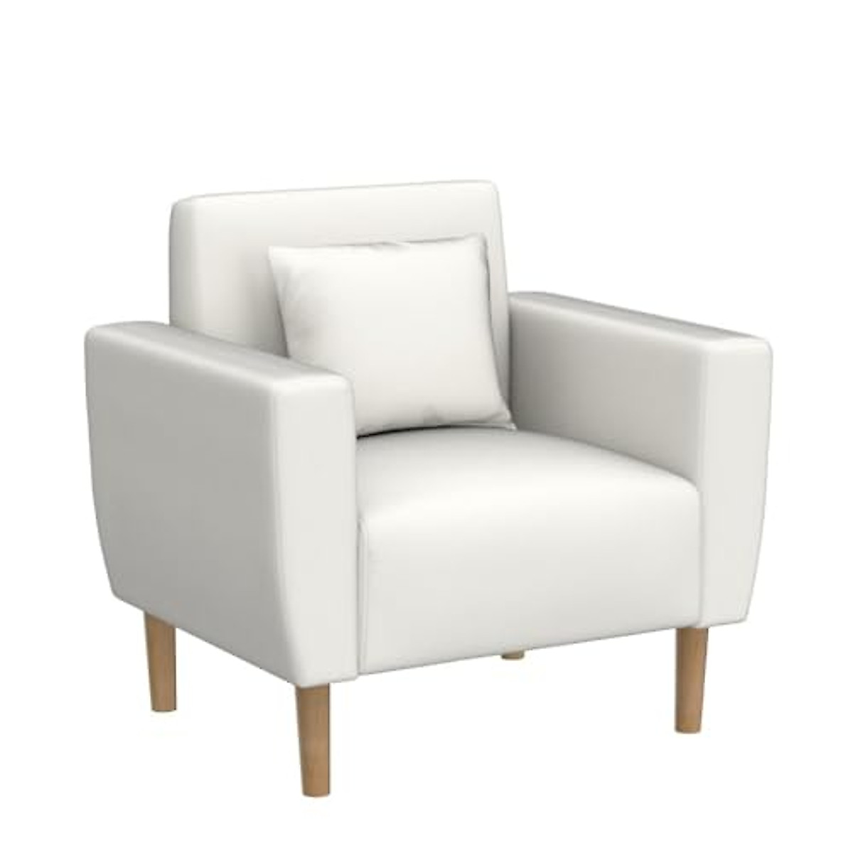 FREEHOMAE Polyester Accent Chair for Living Room, Square Arm Chair with Toss Pillow Comfy Single Sofa Club Chair for Small Space