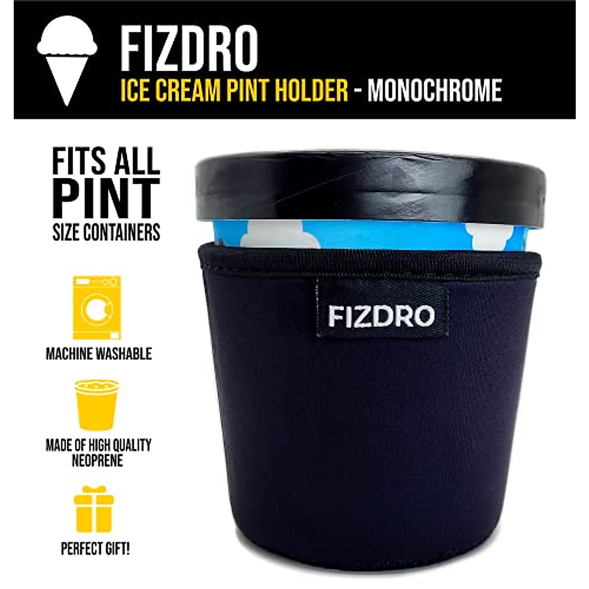 Fizdro Ice Cream Pint Holder - Monochrome (Black)