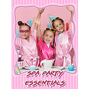 Jecery 7 Pcs Birthday Squad Robe Birthday Princess Robe Spa Party Supplies Unicorn Slumber Pajamas for Girls(Rose Red, Size 8)