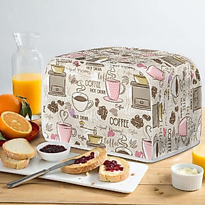 Talayituse Coffee Theme 4 Slice Toaster Covers Dust Protection Bread Maker Covers Toaster Oven Cloth Cover Kitchen Accessories Washable Appliance Cover