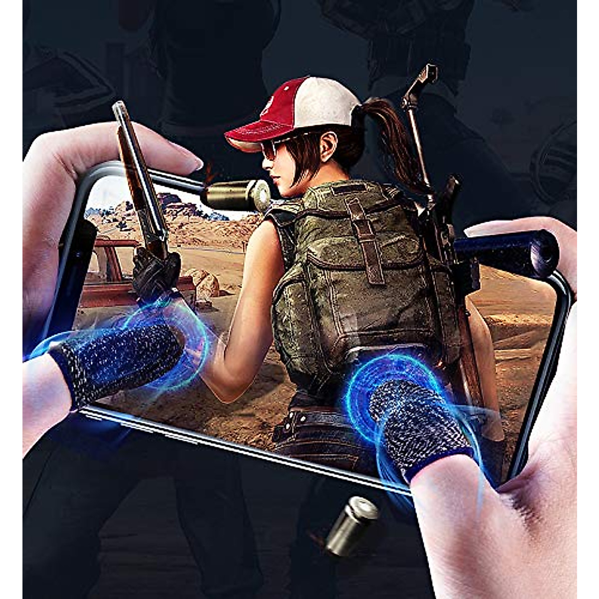 Mobile Gaming Finger Thumb Sleeves,Anti-Sweat Breathable Seamless Thumb Touchscreen Finger Covers for League of Legend, PUBG, Rules of Survival, Knives Out