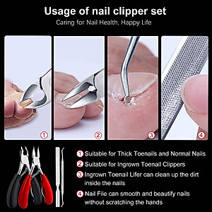 Biufesrst Toe Nail Clippers, Toenail Clippers for Seniors Thick Toenails Ingrown Toenails, Professional Finger Nail Clippers for Men Adult, Heavy Duty, Sharp Curved Blades Long Handle