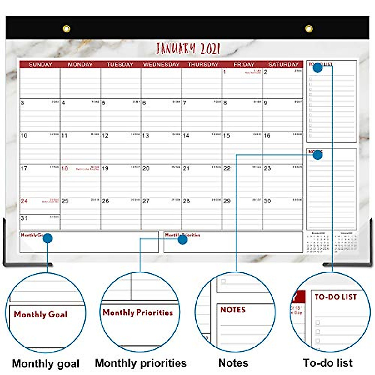 2021 Desk Calendar Planner Organizer Desk pad calendar 17" x 12"