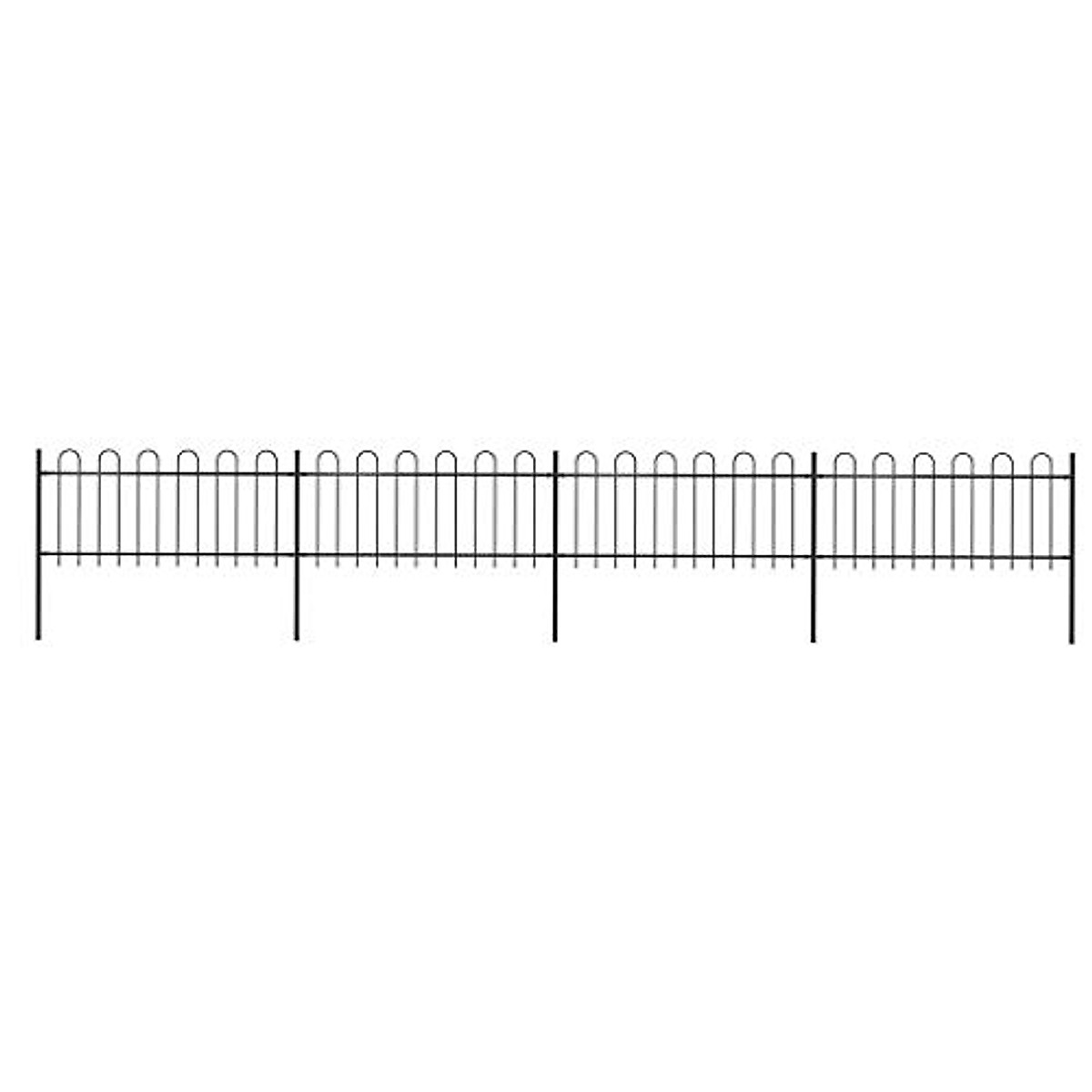 Garden Fence,Decorative Garden Fence, Security Palisade Fence,Practical Barrier Wall,Landscape Boundary Fence,Fencing for Yard,with Hoop Top,Steel 22.3' Black