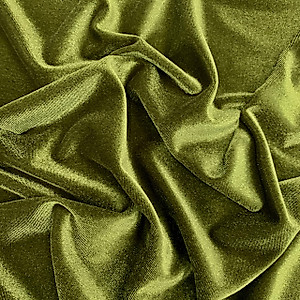 New Fabrics Daily Princess Olive Green Polyester Spandex Stretch Velvet Fabric for Bows, Head Wraps, Top Knots, Scrunchies, Clothes, Costumes, Crafts Yard (58x36'')