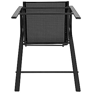 EMMA + OLIVER 2 Pack Brazos Series Black Outdoor Barstool with Flex Comfort Material and Metal Frame