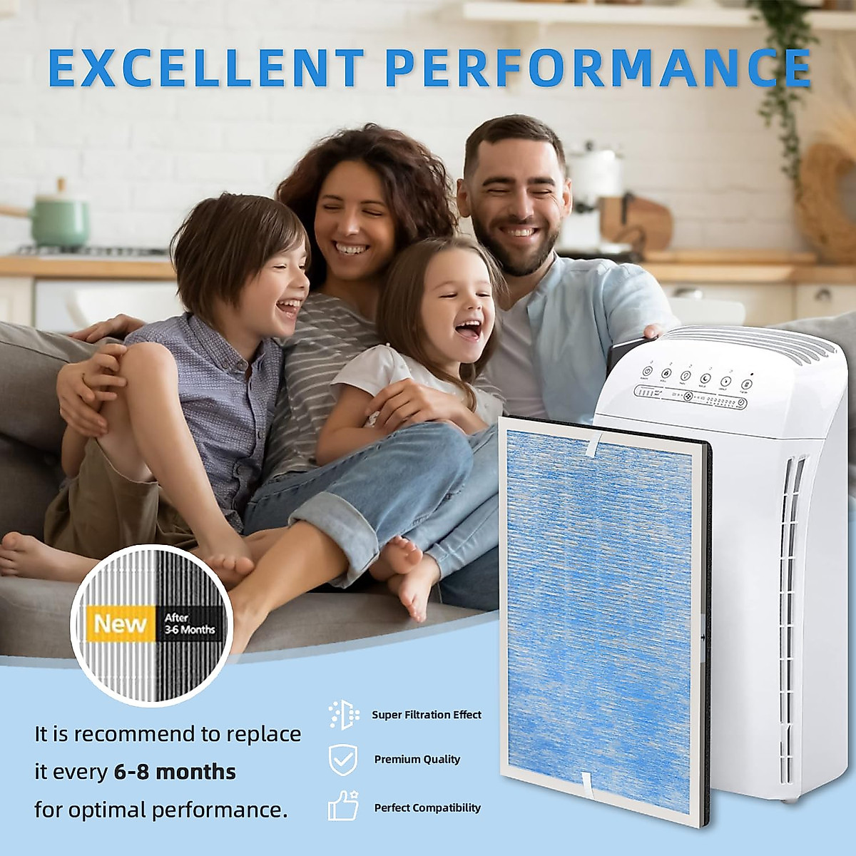 2 Pack MSA3 MSA3S Replacement Filter Compatible with Membrane Solutions MSA3 and MSA3S Air Purifier,True HEPA Air Purifier Replacement Filters