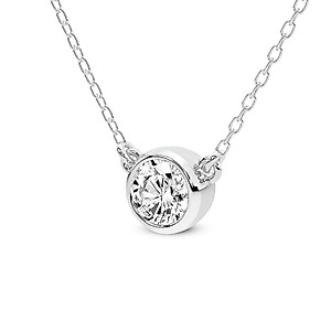 FRIENDLY DIAMONDS Diamond Pendant Necklace For Women | 1 Carat IGI Certified Round Shape Lab Grown Diamond | Classic Bezel Lab Diamond Pendant Necklace In 18K White Gold | FG-VS1-VS2 Quality