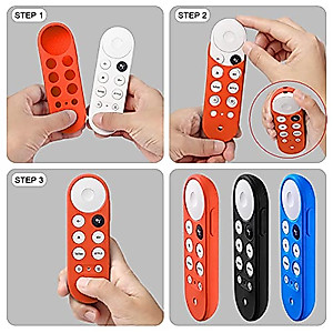 3 Pack Case for Chromecast Google TV 4k 2020 Voice Remote,Silicone Case for Chromecast,Shockproof Anti Slip Protective Silicone Remote Cover Sleeve Skin (Red,Black,Dark Blue)
