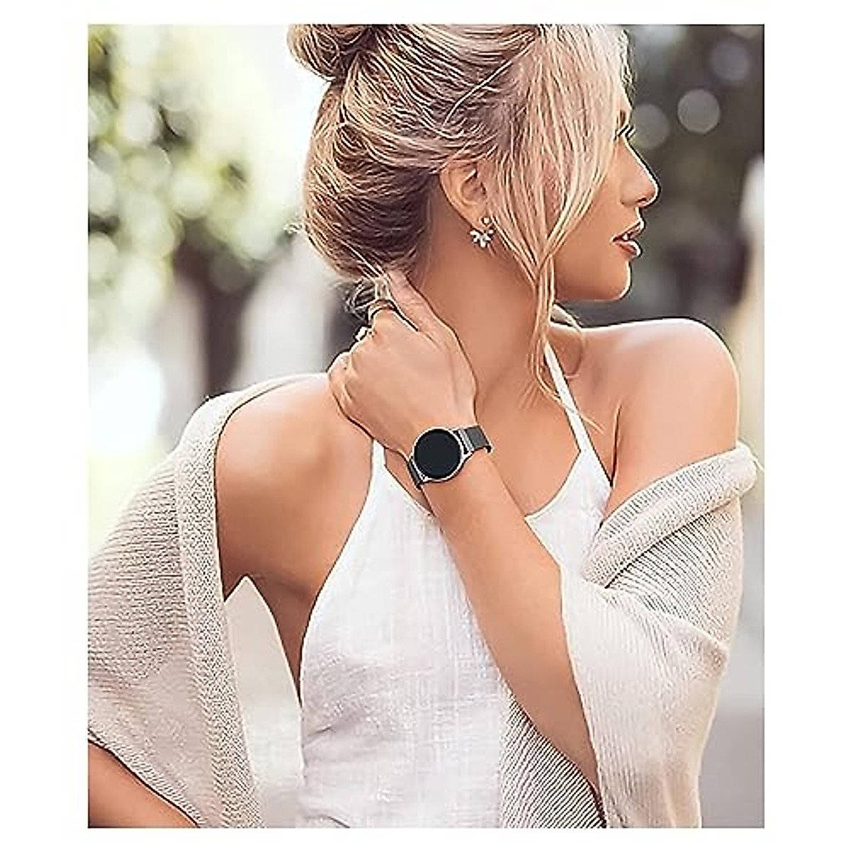 QIANMENG 2pcs Magnetic Watch Band 14MM-24MM Milanese Mesh Watch Strap Smartwatch Replacement Watchband 304 Stainless Steel Wristband (Color : Silver+Gold, Size : 20MM)