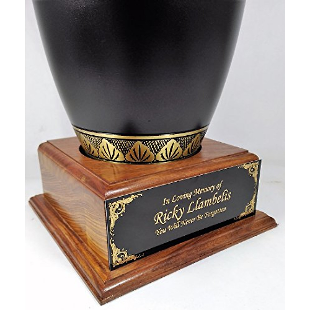 Cremation Urn Pedestal, Wooden Urn Base with Personalized Name Plate
