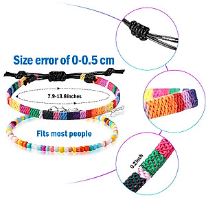 6 Pieces Ankle Bracelet Adjustable Boho Surfer Anklet Bracelet Thin Rope Unisex Handmade Beach Anklet Boho Colorful Ankle Bracelet Bohemia Anklet Chain Jewelry Festival Accessories (Charming Style)
